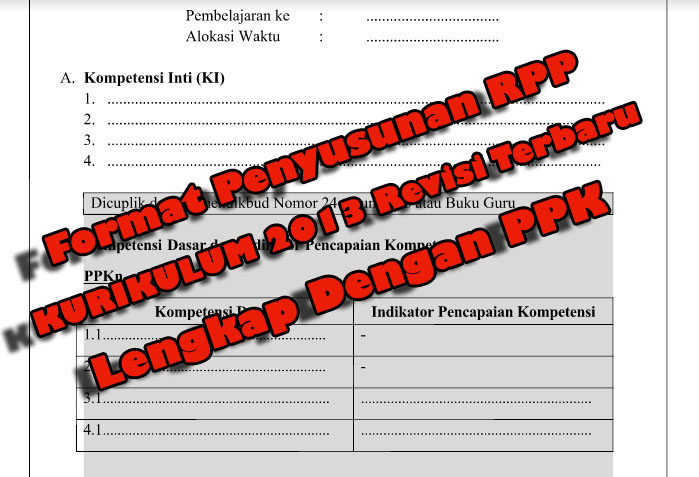 Format Penyusunan RPP Kurikulum 2013 Revisi Terbaru 2017 Lengkap Dengan ...