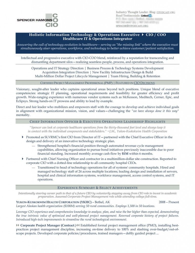 Sample Cio Resumes ~ Resume Letter