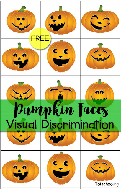 Pumpkin Faces Visual Discrimination Matching Activity | Totschooling ...