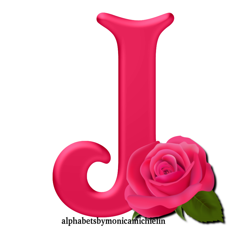 M. Michielin Alphabets: PINK ROSE LEAVES ALPHABET PNG