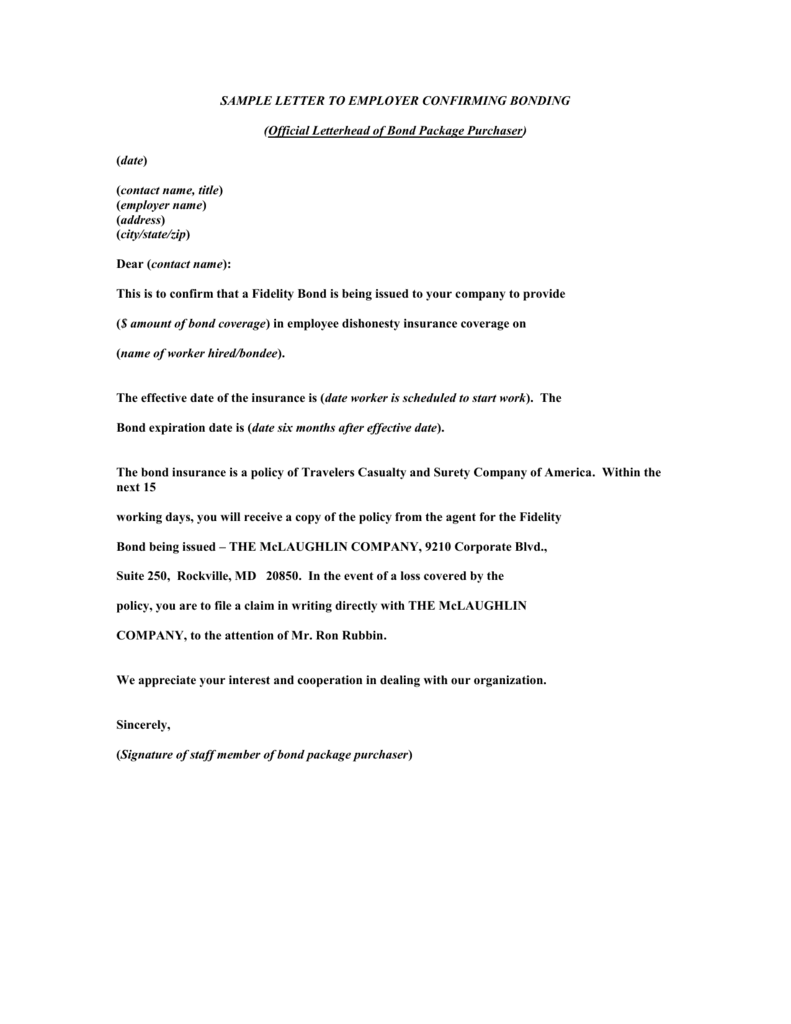 Bond Claim Letter Template ~ Resume Letter