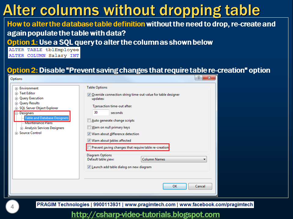 Sql Server Net And C Video Tutorial Part 67 Alter Database Table Columns Without Dropping