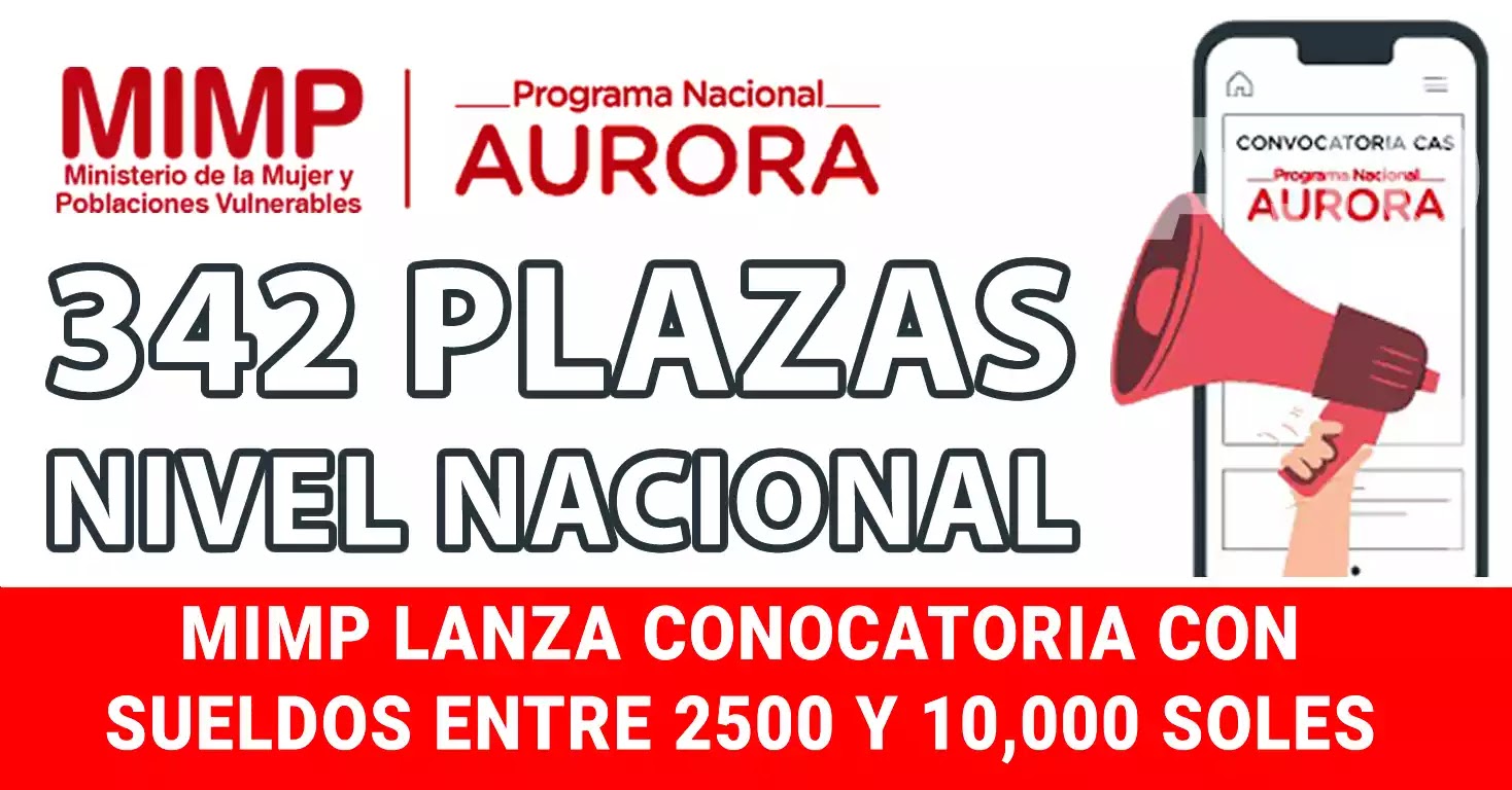 MIMP lanza 342 plazas con sueldos entre 2500 y 10,000 soles