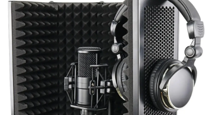 57.5 x 28cm Foldable Adjustable Studio Recording Microphone Isolator ...