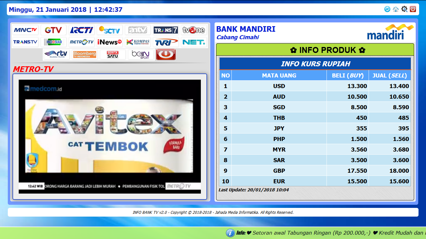 Info Bank pada Televisi | Aplikasi-Online.Net
