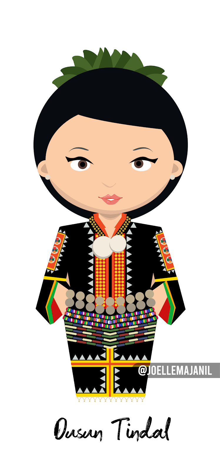Kadazandusun Traditional Costume Flat Vector Illustration - Joelle Majanil