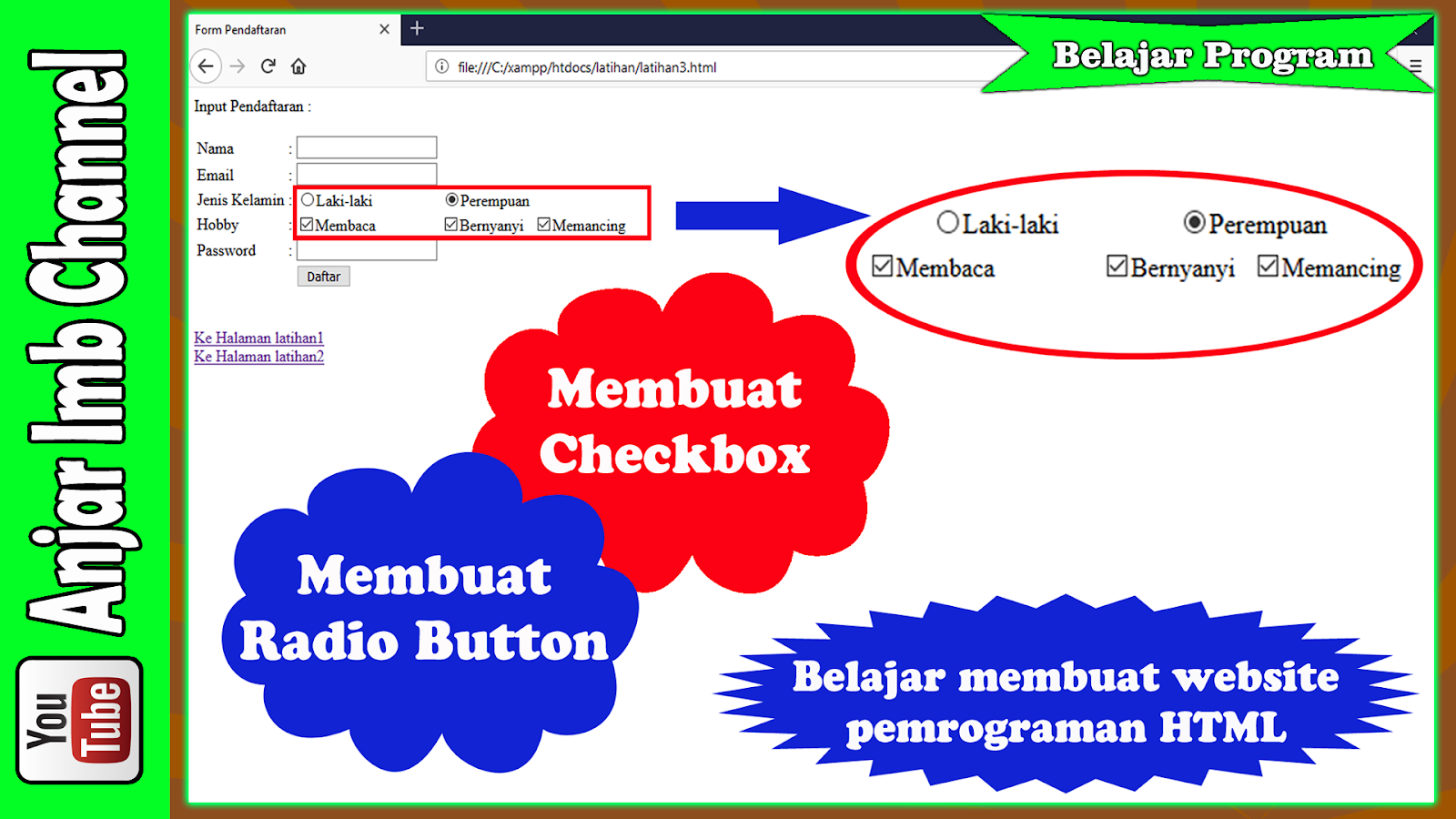 Anjar Imb: Cara membuat radio button dan checkbox perograman HTML