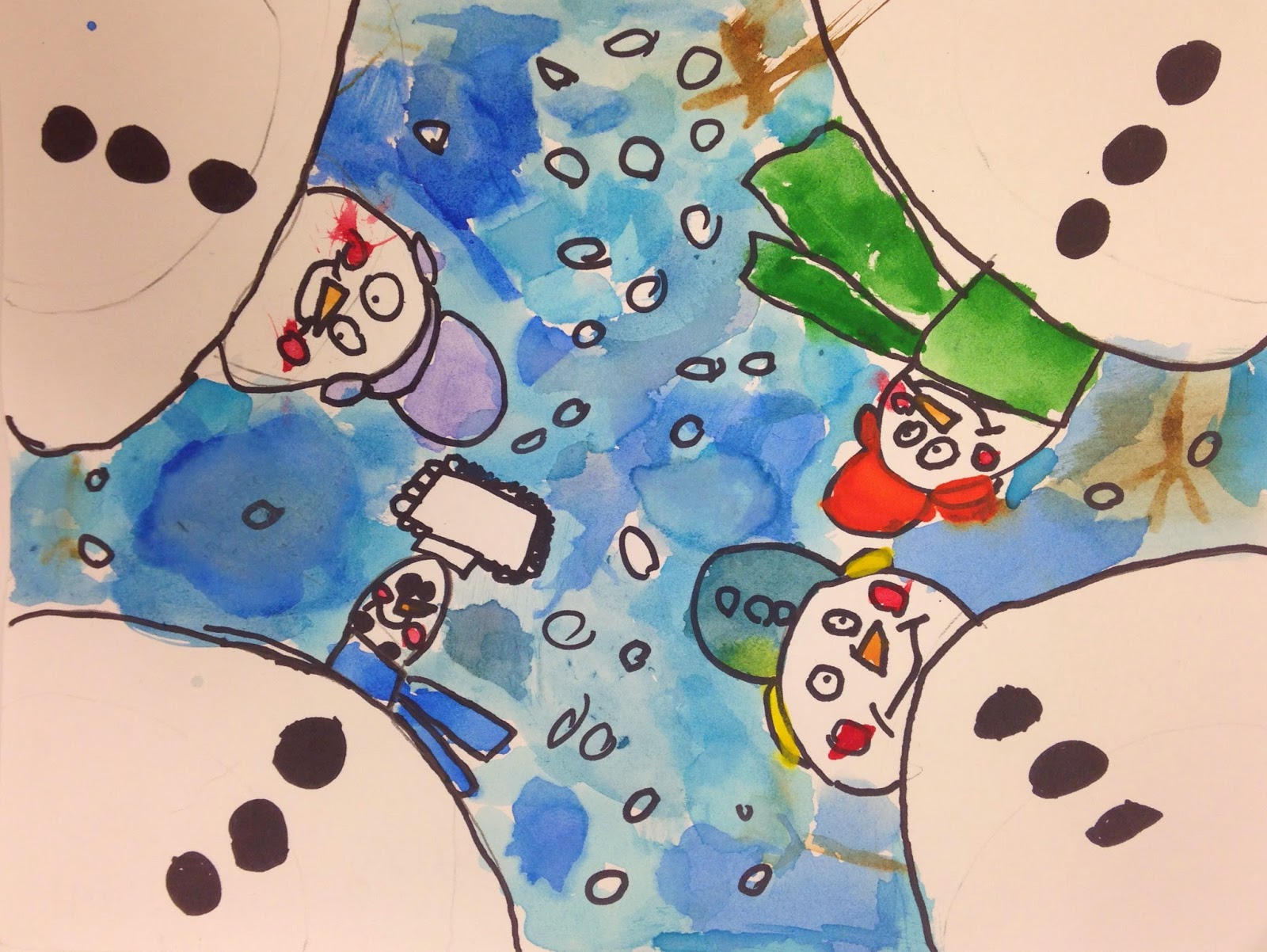 Art Room Blog: 1st Grade Snowman Huddle...
