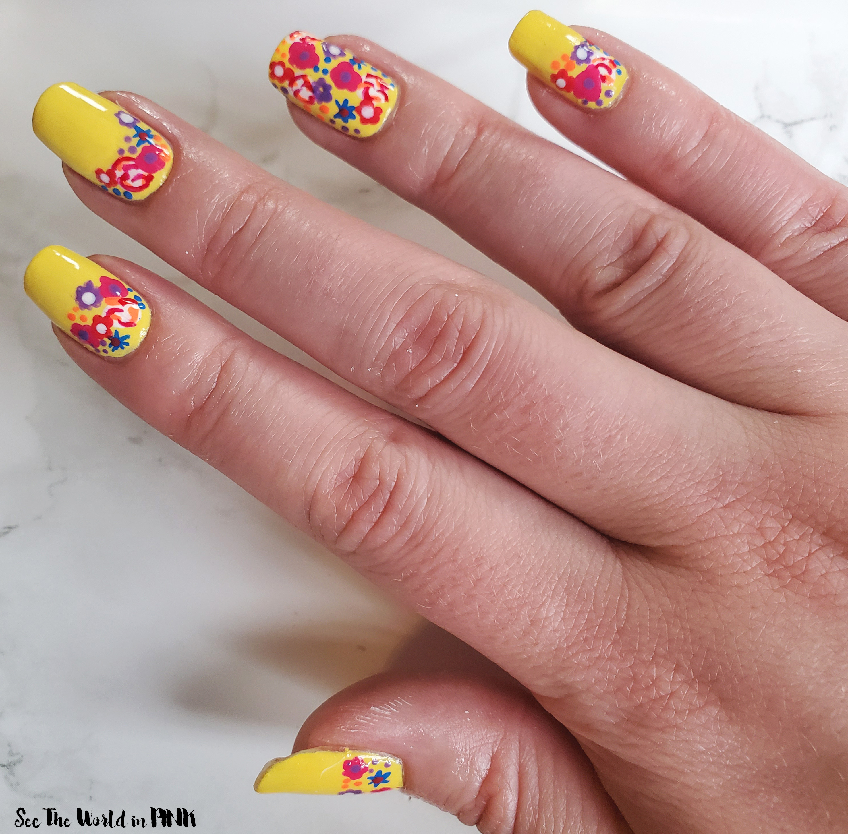 Manicure Monday - Colourful Spring Flower Nail Art | See the World in PINK