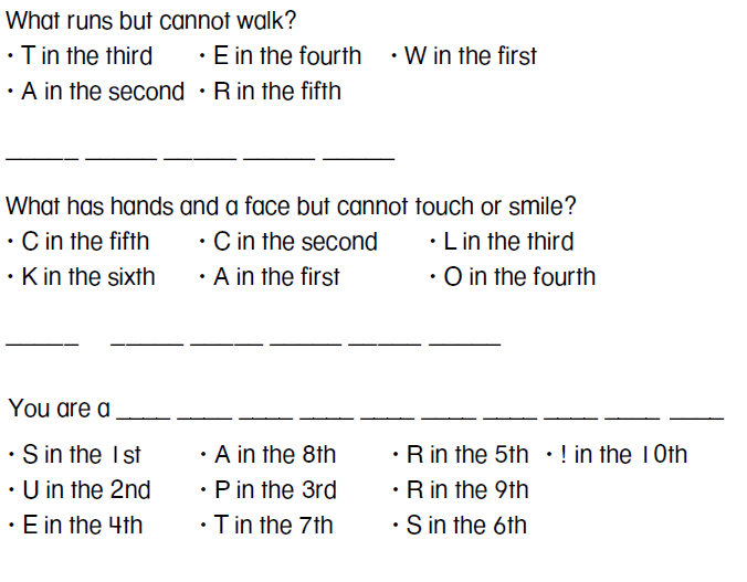 Tram dels Grans: RIDDLES WITH ORDINAL NUMBERS