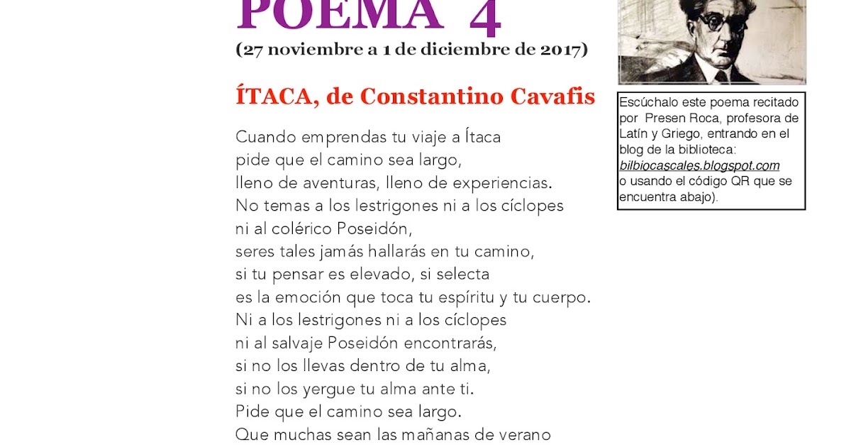 BLOG BIBLIOCASCALES: POEMA DE LA SEMANA 4: ÍTACA, de CONSTANTINO CAVAFIS