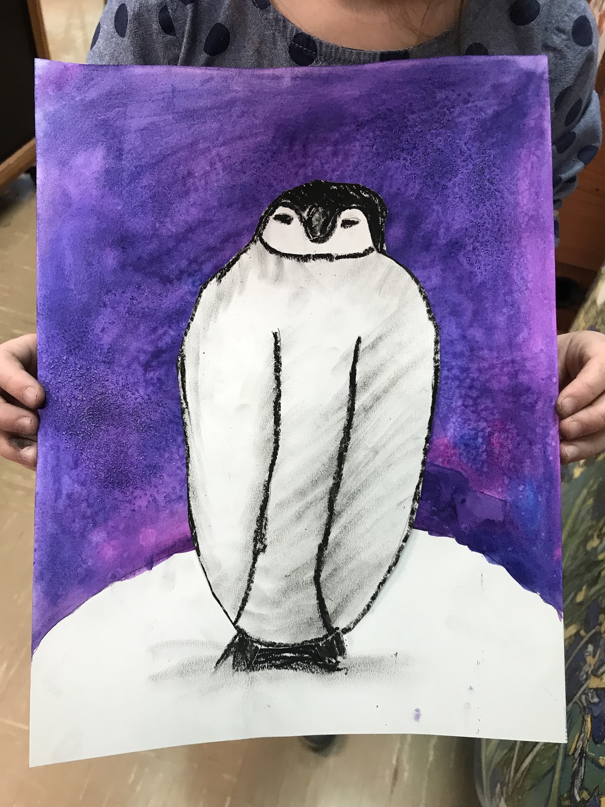Elements of the Art Room: 1st grade Snowy Penguins