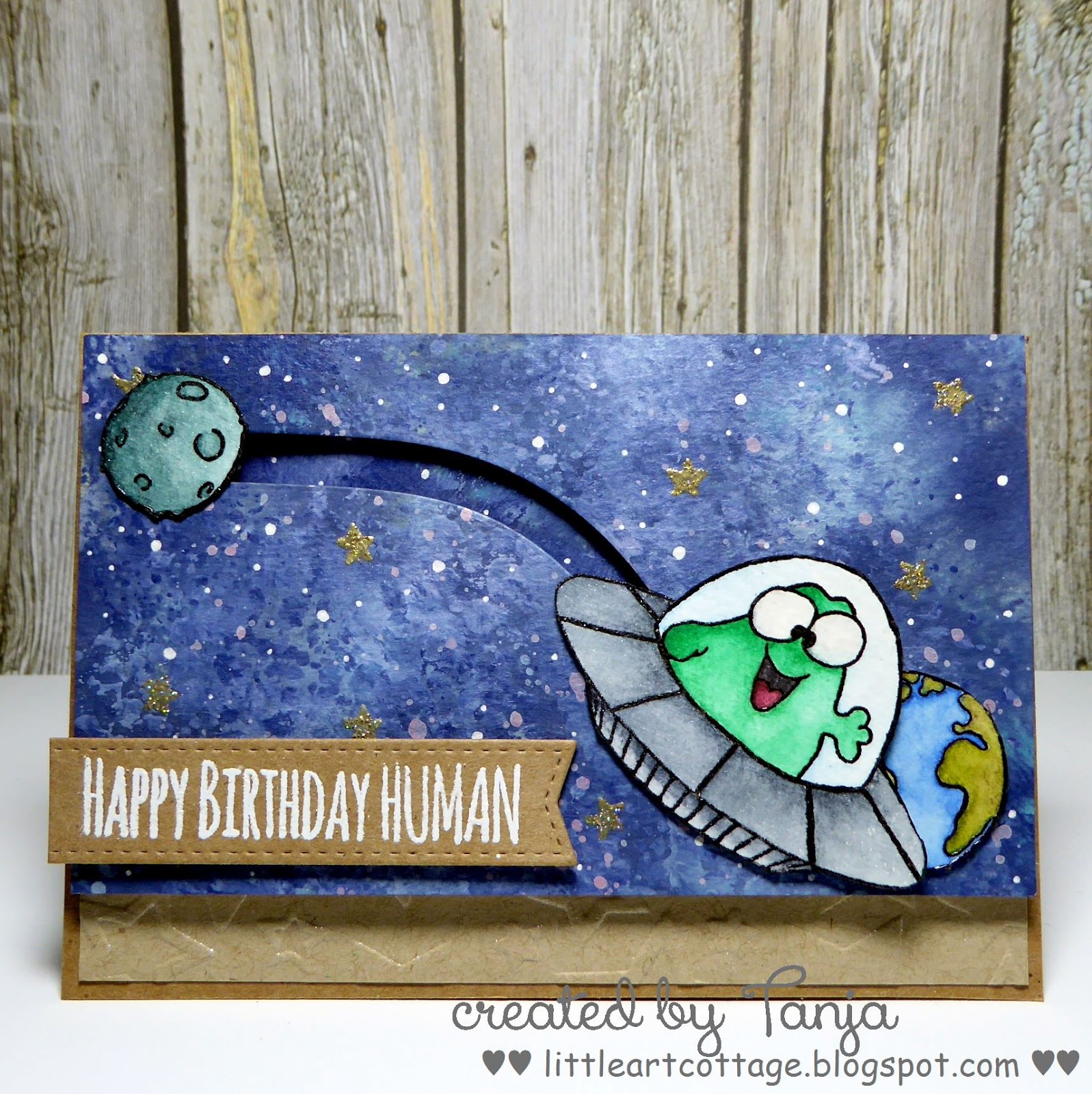 Little Art Cottage: Happy Birthday Human Slider Card