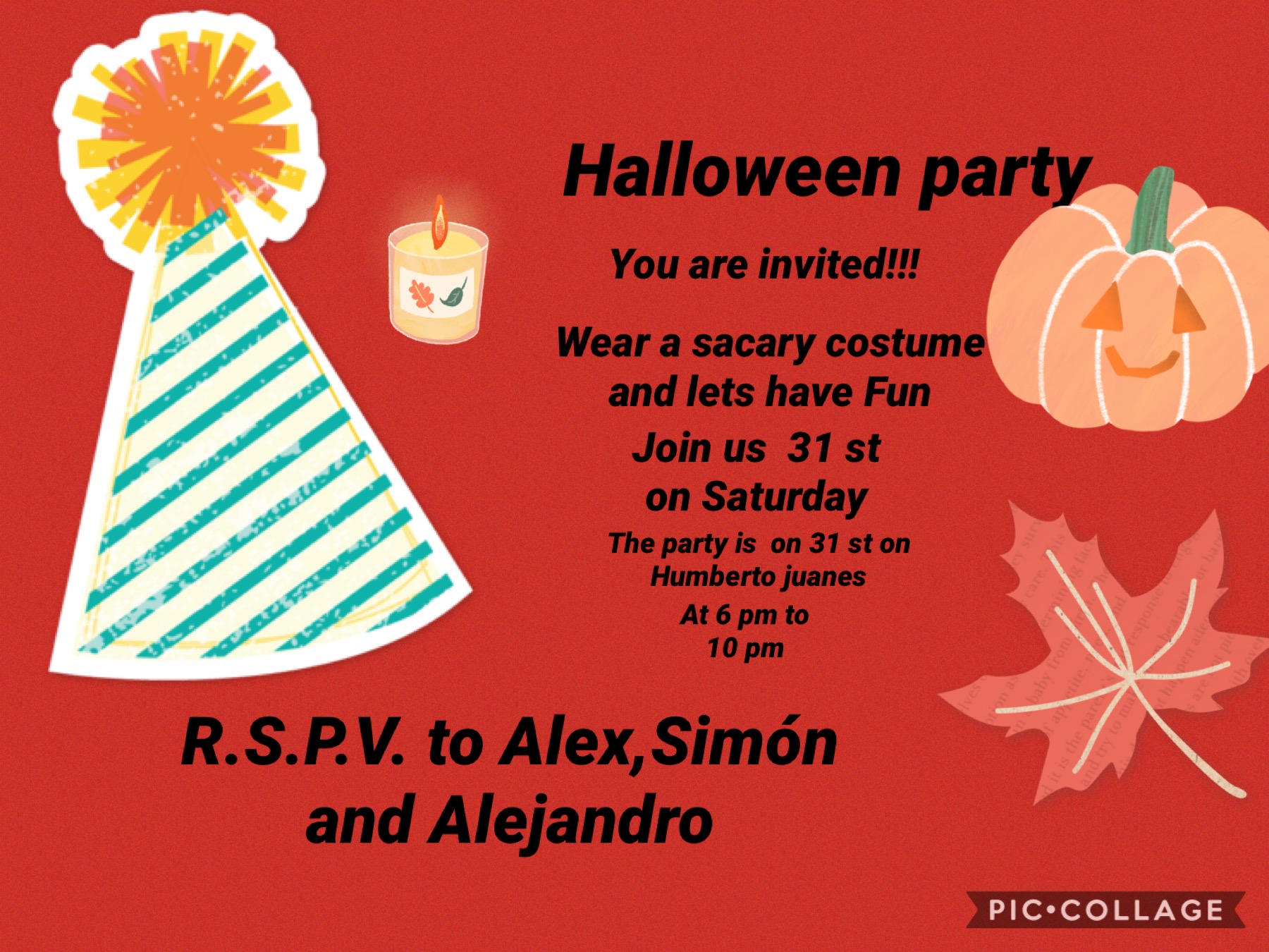 ENGLISH CLUB Humberto Juanes: (YEAR 5) HALLOWEEN INVITATION ENGLISH CLUB Humberto Juanes: (YEAR 5) HALLOWEEN INVITATION