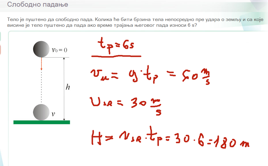 Физика Гај: Slobodan pad zadaci