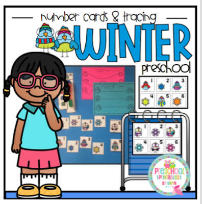Winter Number Cards and Trace the Lines ~ Preschool Printables