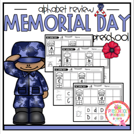 Memorial Day Alphabet Review "No Prep" ~ Preschool Printables