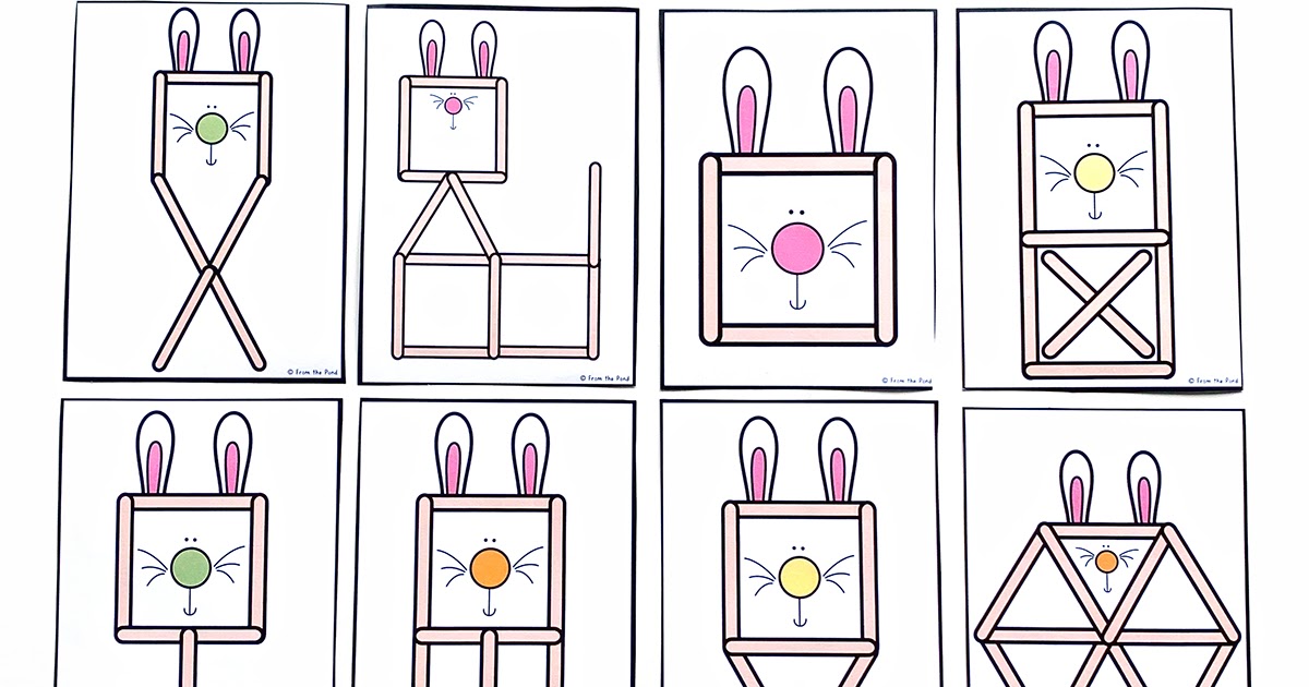 Bunny Stick Shape Cards | From the Pond