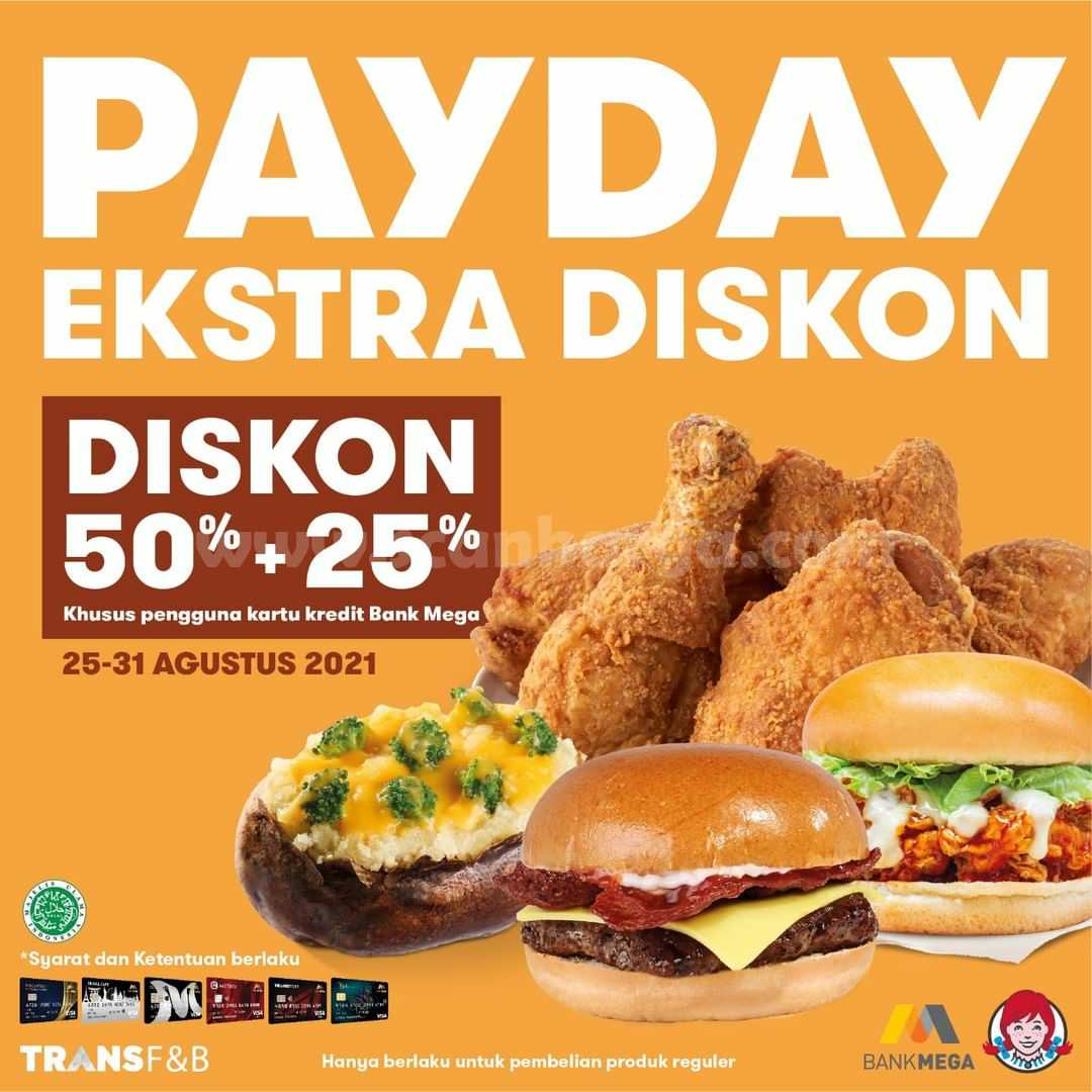 WENDYS PAYDAY Ekstra Diskon 50% + 25% - Dengan Kartu Kredit Bank Mega - scanharga