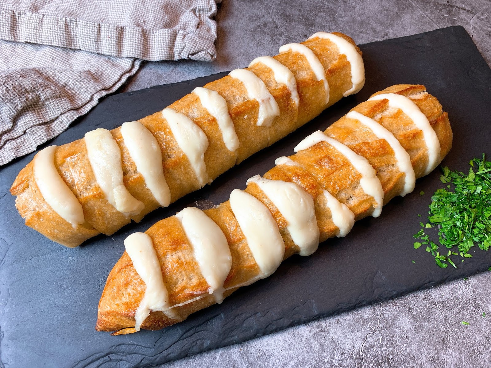 Hasselback Garlic-Mozzarella Bread