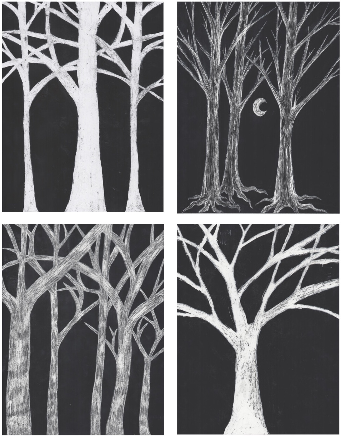 The Rolling Artroom: Scratch Art Trees (Jr/Sr High General Art)