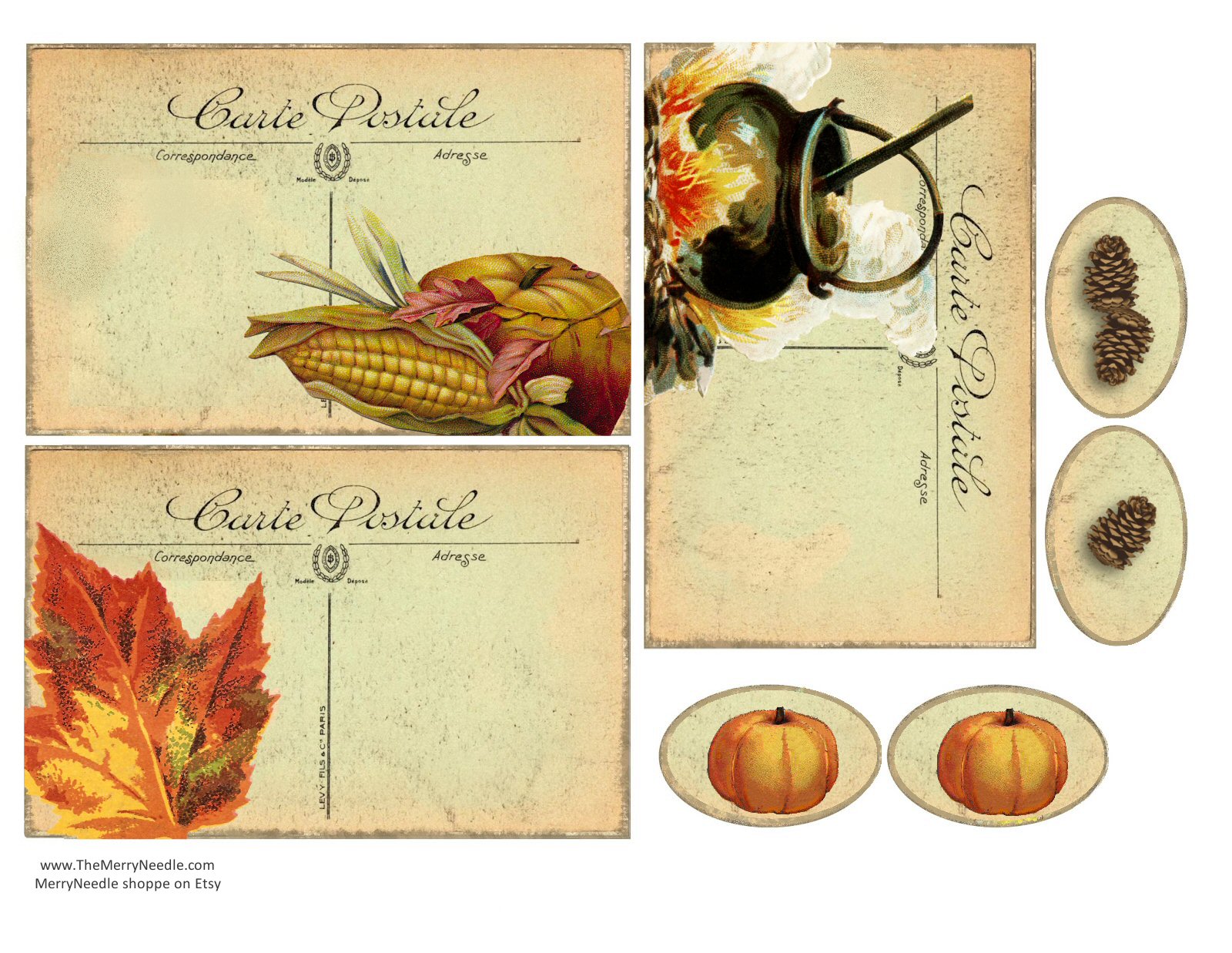 The Merry Needle: Antique Images on Olde Postcards: Free Autumn Printables