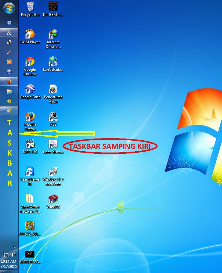 Komputer: Cara MEMASANG TASKBAR DI ATAS DAN SAMPING LAYAR MONITOR