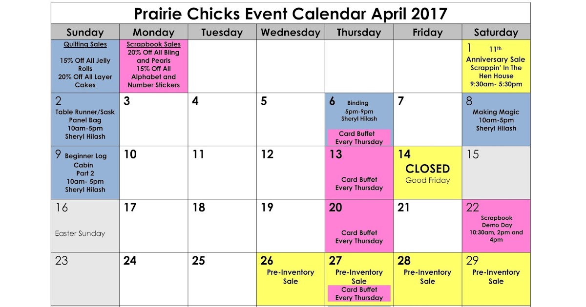 Prairie Chicks April 2017 Events Calendar prairie-chicks-april-2017-events-calendar