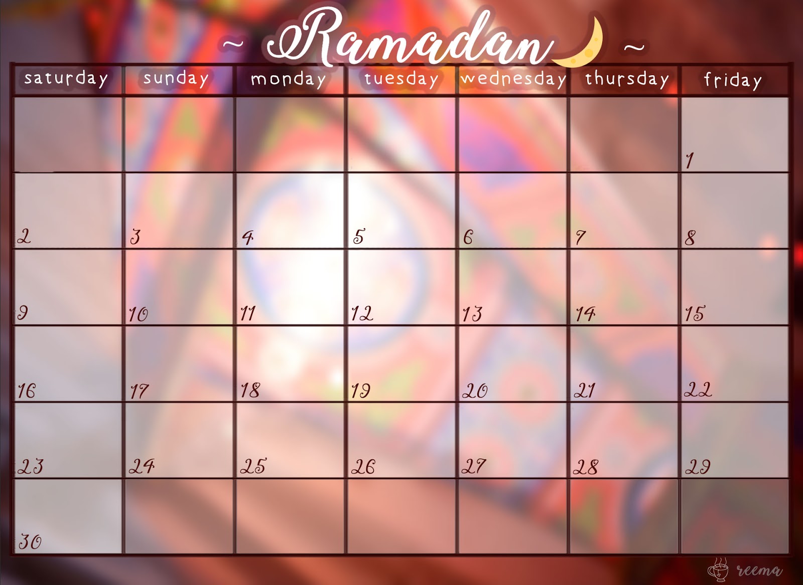 Printable Ramadan Calendar - Printable Word Searches