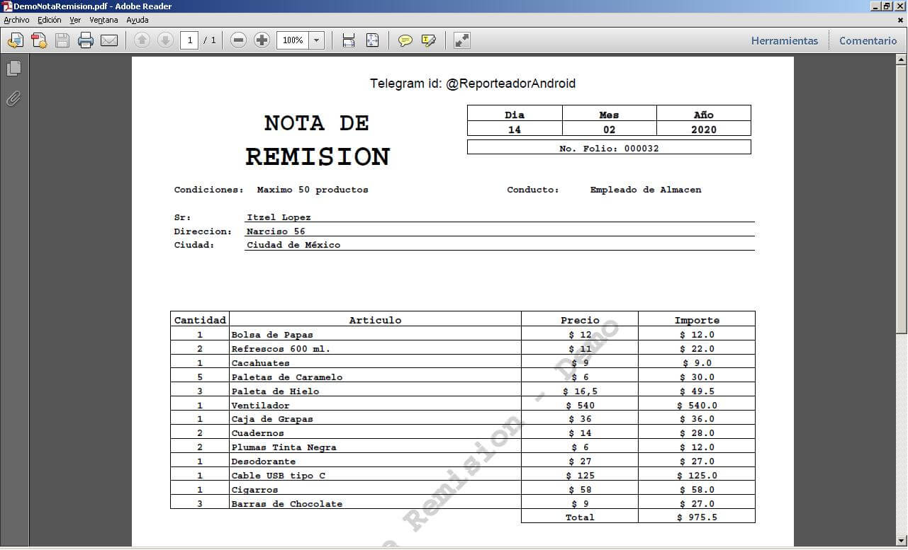 Armando Ramos Magaña: App Nota Remision