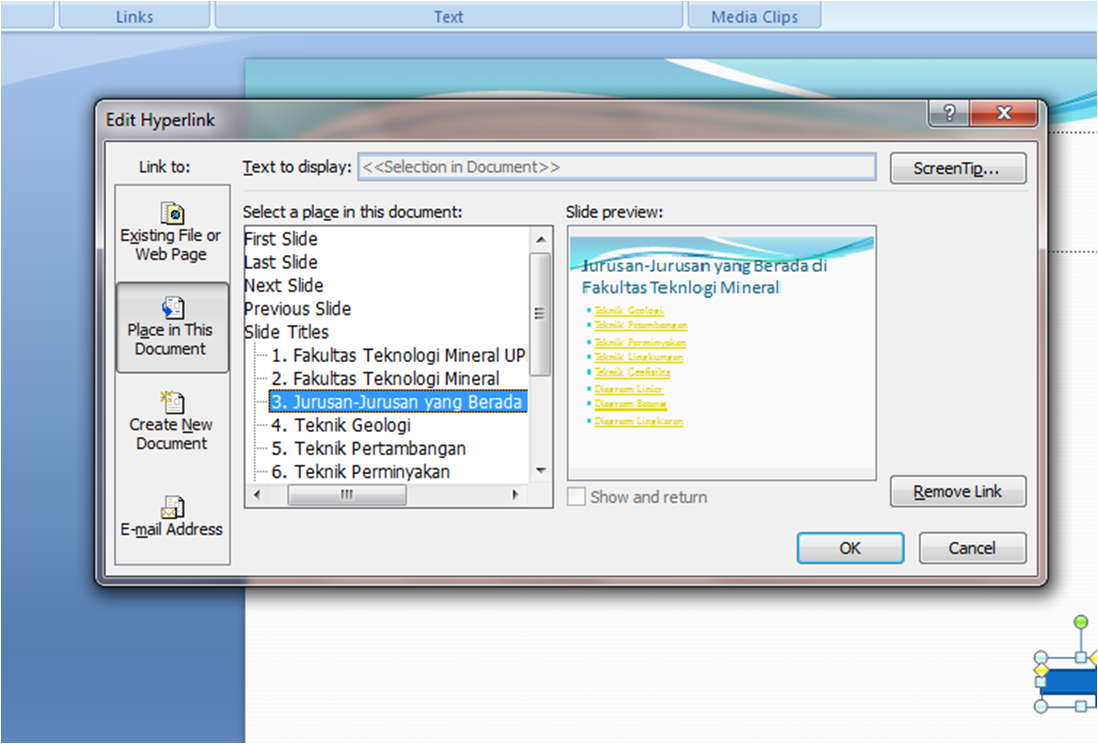 Coretan Cara Membuat Hyperlink Pada Microsoft Power Point