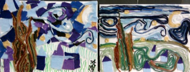 Room 101 Art: Yarn Van Gogh Starry Night, ages 8-10