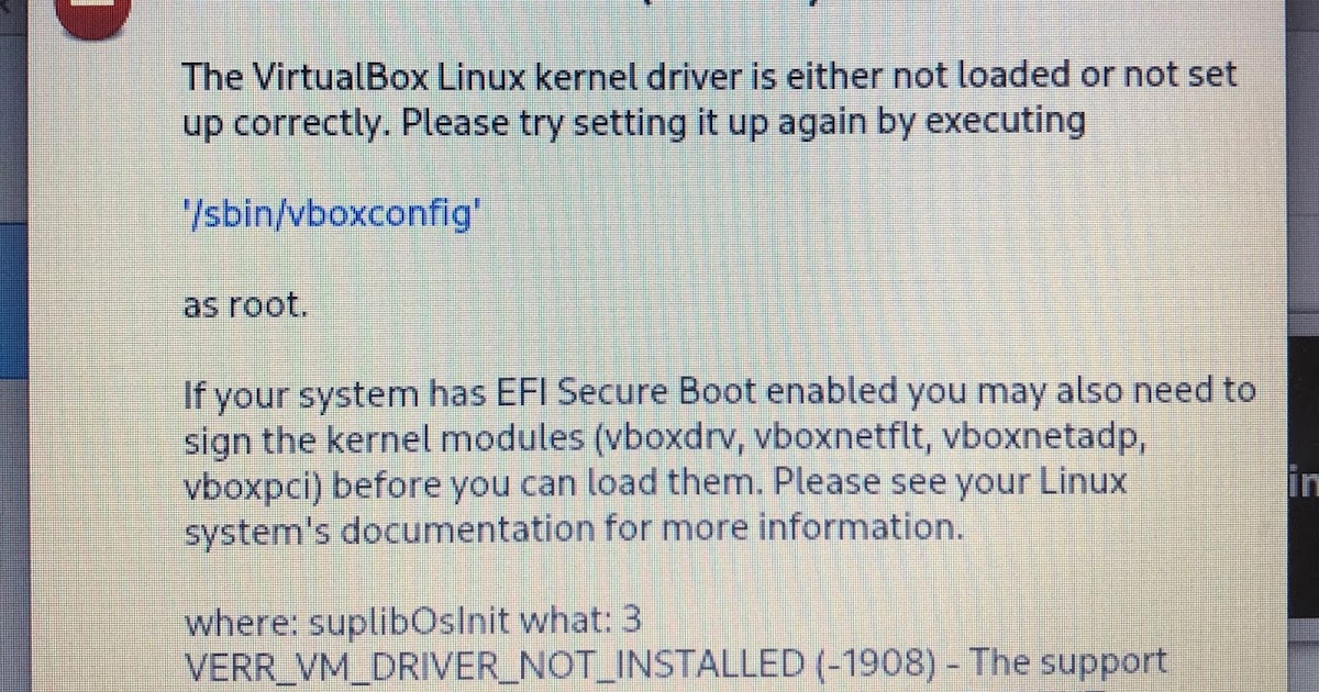 vboxdrv.sh: failed: modprobe vboxdrv failed.