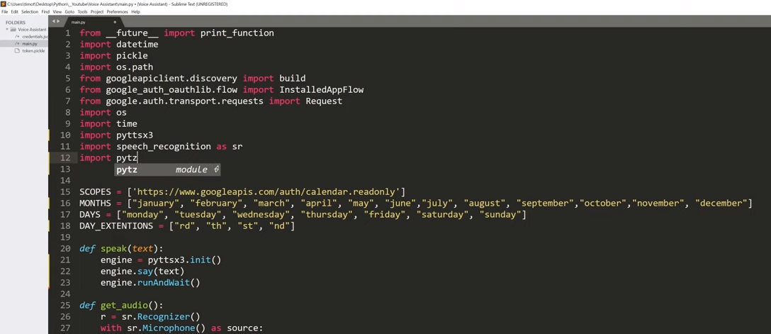 [Tech With Tim] Python Voice Assistant Tutorial #6 - Google Calendar Events on a Specific Day
