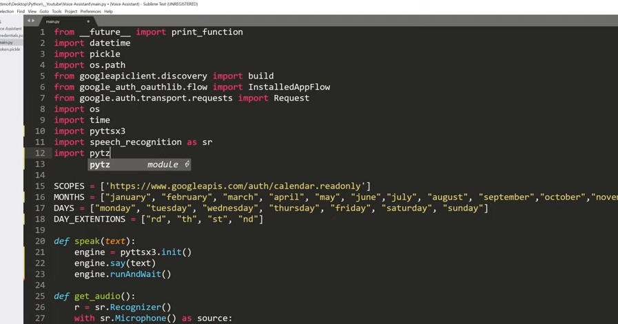 [Tech With Tim] Python Voice Assistant Tutorial #6 - Google Calendar ...
