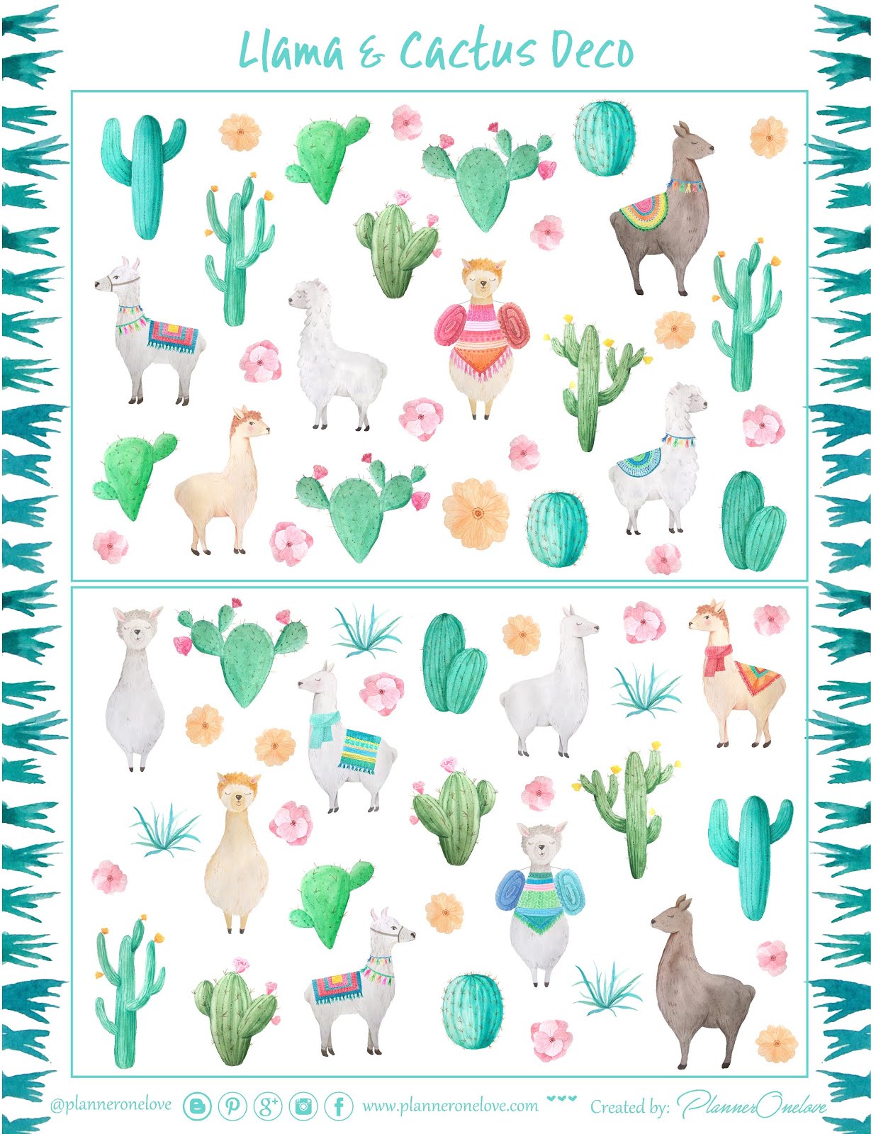 Free Llama & Cactus Printable Planner Spread For EC & Recollections ...