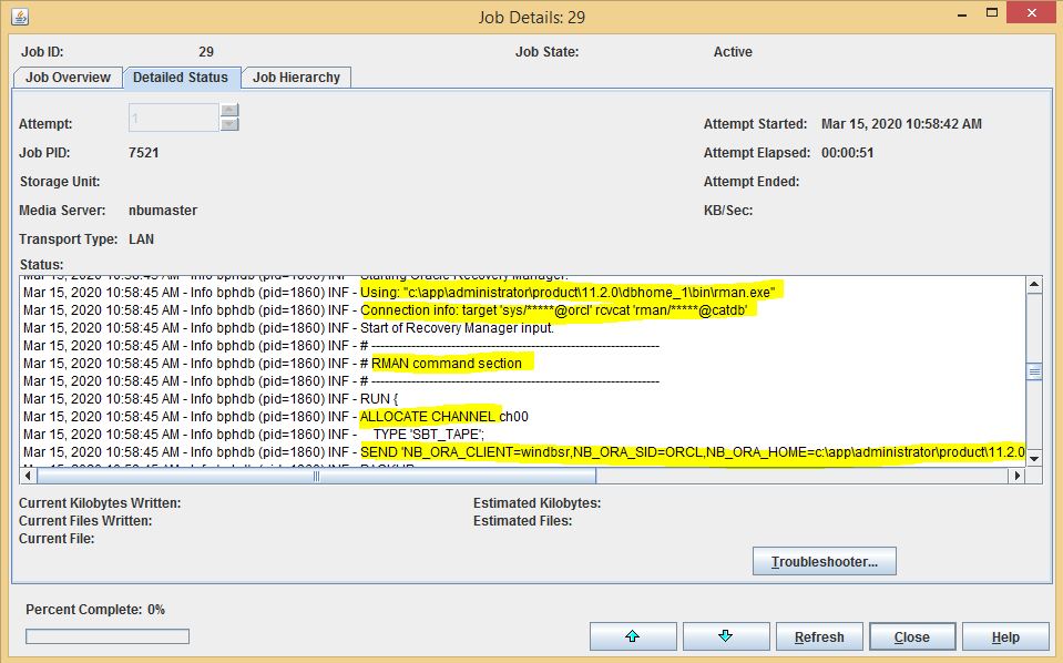 Remote Infrastructure Management: NetBackup - Performing ORACLE ...