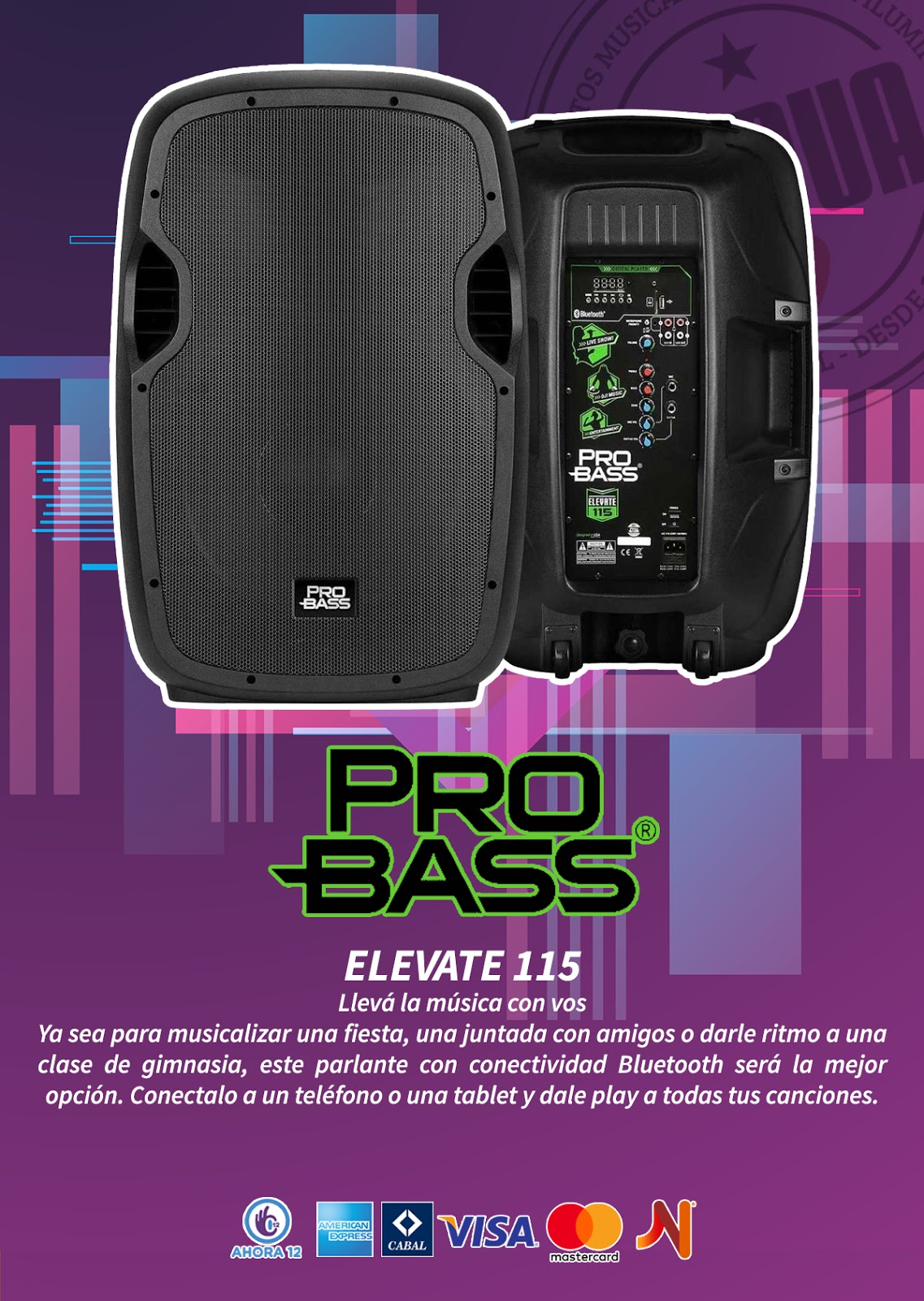 La Púa San Miguel: BAFLE POTENCIADO BLUETOOTH "PROBASS" ELEVATE 115 ...