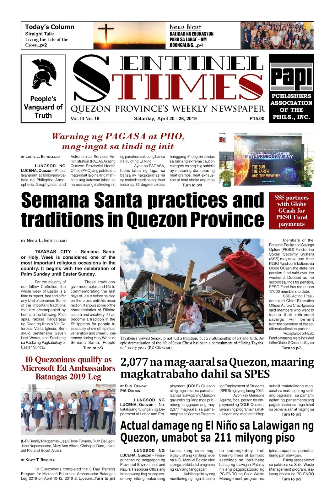 Sentinel Times April 20 - 26, 2019 Vol. III No. 16 | Sentinel Times