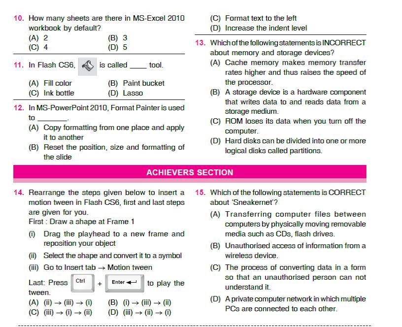 E-Tech Learning at MAPS: NCO- 2018 Practice worksheet (CLASS- 7)