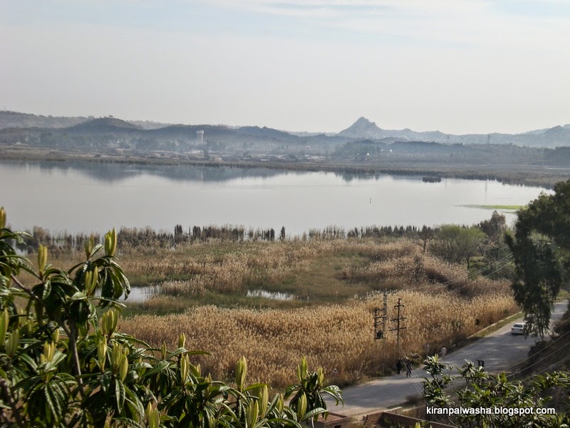 An overview of Kallar Kahar city and Lake from the top of the hill.