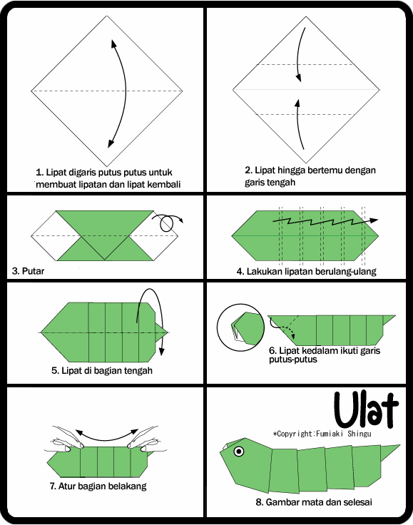 Cara Membuat Origami ULAT Untuk Anak PAUD