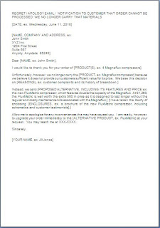 Letter For Non Availability Of Product