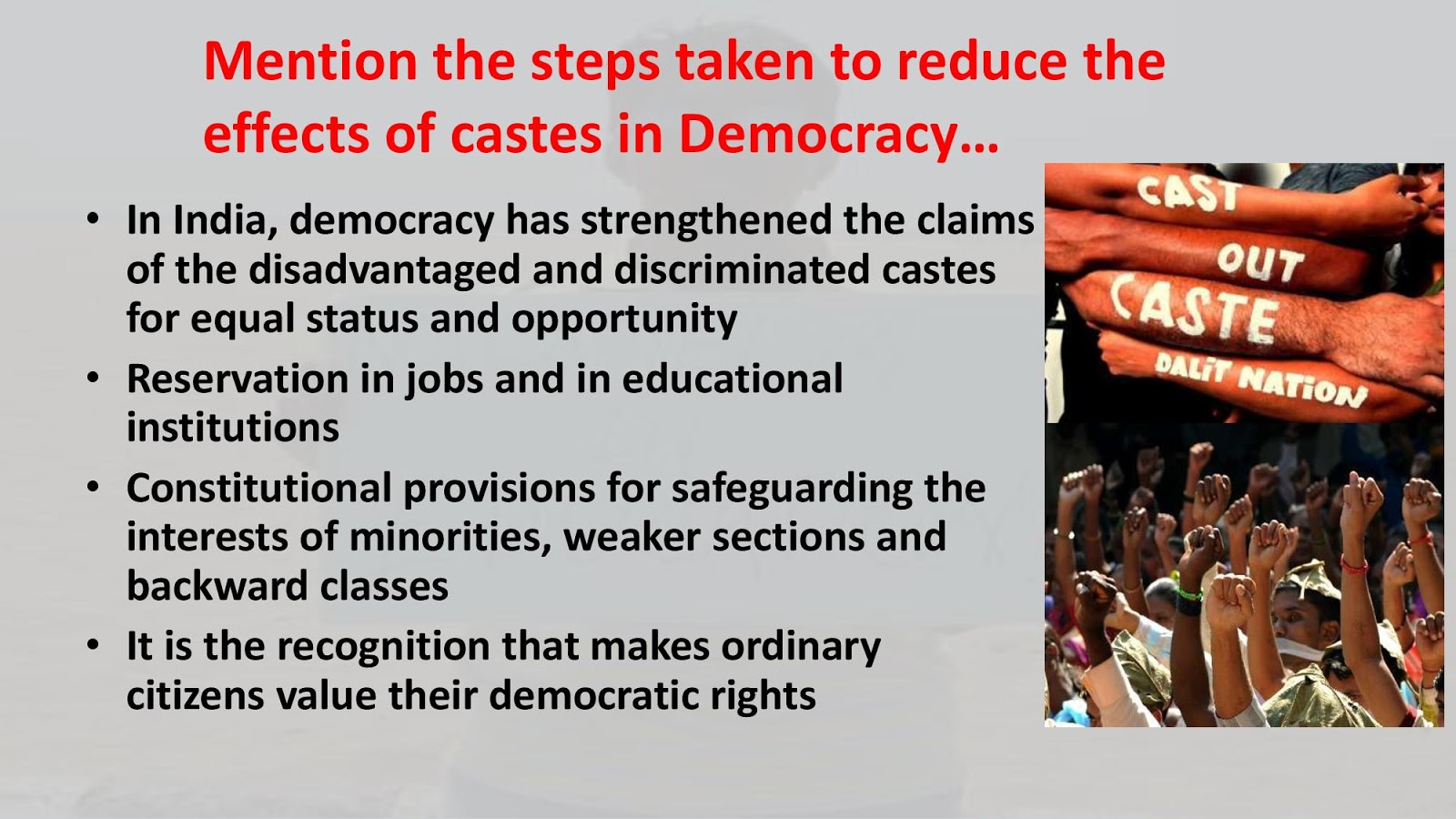 OUTCOMES OF DEMOCRACY CLASS 10th Political Science