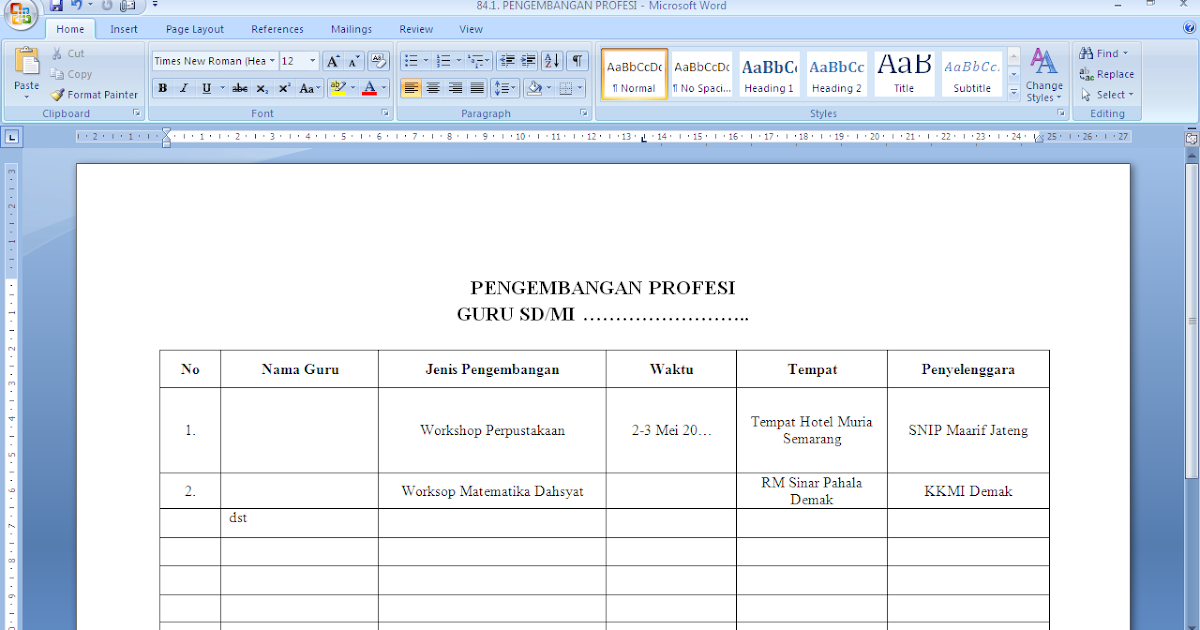 Contoh format pengembangan profesi guru - antapedia.com