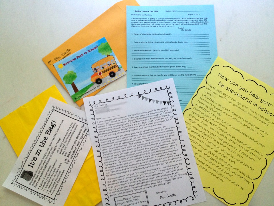 I Adore Grade Four: Back to School Mail Packet