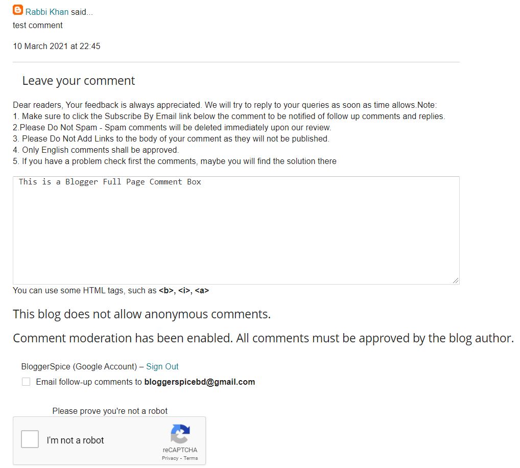 How to Enable Popup and Full Page Comment Box in Blog? - BloggerSpice ...