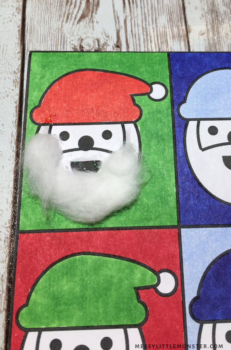 Santa pop art for kids - Messy Little Monster