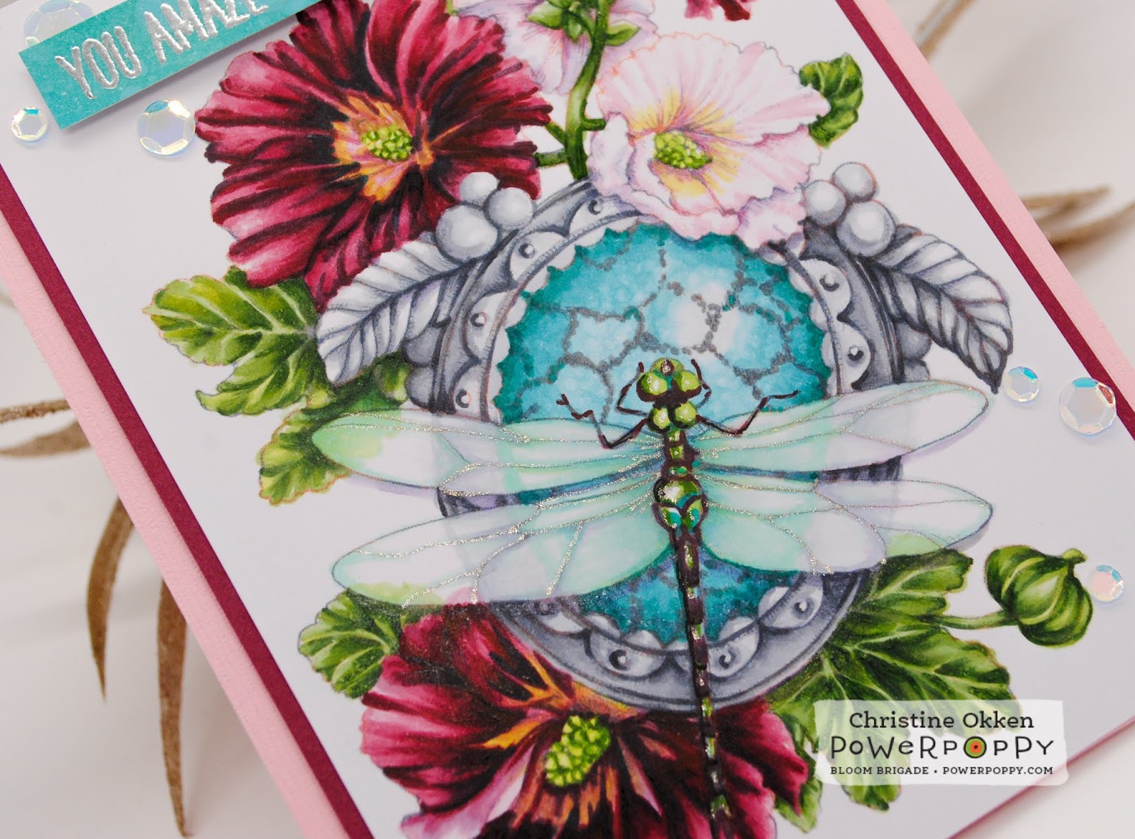 ChristineCreations: Unique Textues: Florals, Gems and Shimmering Wings