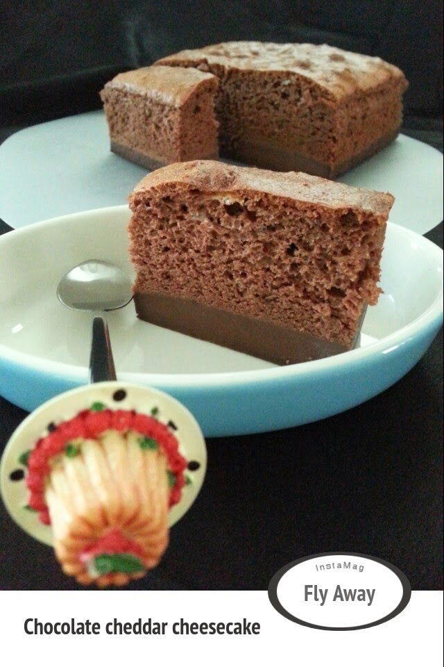 Baking on Cloud 9: Chocolate cheddar cheesecake